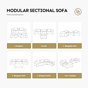 Acanva Convertible Modular Sectional Sofa, Modern L-Shaped Couch for Living Room and Lounge with Removable Ottoman Flannel Upholstered, 4 Piece Set, Grey
