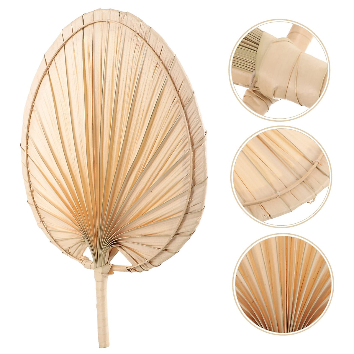 Outanaya Manual Handmade Fan Lightweight Palm Leaf Summer Accessory Handheld Old Fashioned Straw Fan for Wedding
