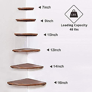 FLYFAIR Corner Shelf, Solid OAK Wood Corner Shelf Wall Mount, Round Edging Hanging Corner Shelves for Wall Floating Speaker Display Bookshelves Décor Accents for Bedroom Office Kitchen Living Room 16”