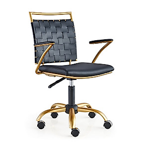 CAROCC Black Gold Office Chair Gold Home Office Desk Chair Black and Gold Desk Chair Office Chair in Black and Gold Modern Home Office Chair Gold with Lumbar Support,3013 (Gold Black)