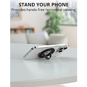 SUPMEGA Phone Grip, Phone Hand Holder & Stand with Collapsible Leather Finger Loop, Sticky Comfortable Slim Phone Gripper for Back of Phone, Fits All Phones