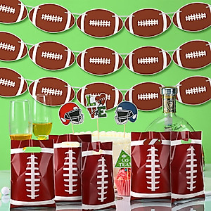 Sinmoe 50 Pcs 6.4 x 10 Inch Football Goodie Bags Football Treat Candy Bags Plastic Party Favor Bags Football Bag Football Theme Gift Bag Football Party Supplies for Birthday Party Decorations