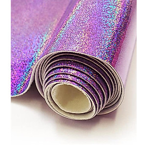 Glossy Faux Leather Vinyl Upholstery Crafting, Sewing, Fashion Leatherettes, Bags, Purses, Hats, Accessories/Sold by Half Yard Piece / 18"W x 54"L/FABRIC EMPIRE (Small Sparkle Hologram, Light Purple)