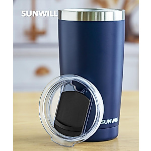 Lid for SUNWILL 14oz Mugs and 20oz Tumblers Only, Spill and Splash Resistant Sliding Covers Replacement 2 Pack Black, Straw Friendly, BPA Free