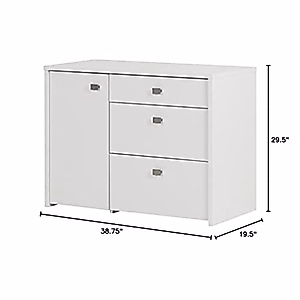 South Shore 1-Door Office Storage Unit with File Drawer, Pure White