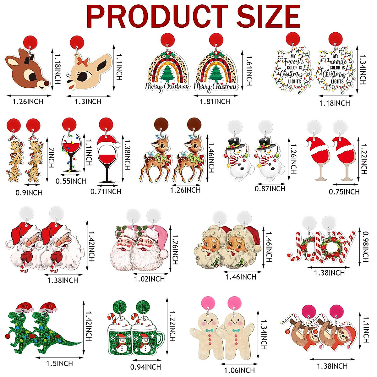 Huquary 16 Pairs Teacher Earrings Bulk for Women Acrylic Apple Pencil Letter Dangle Earrings for Teacher Thanksgiving Gifts(Festive Style)