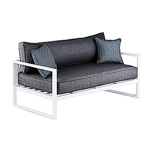 Elle Decor Paloma Outdoor Patio Furniture Collection in Weather-Resistant Metal Frame Patio, Sofa, White