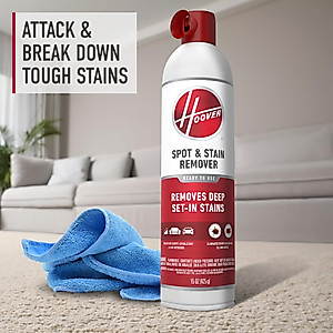 Hoover Deep Stain Remover Aerosol Spray, Carpet and Upholstery Spot Cleaner, 15 oz Cleaning Solution, AH30903, White