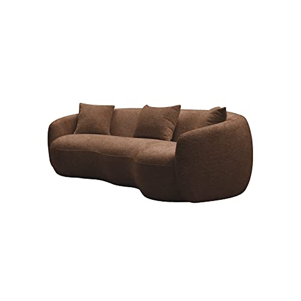 Modern Cloud Curved Sofa Mid-Century Comfy Half Moon Boucle Couch,Luxury 4-Seat Fabric Upholstered Leisure Deap Seat Sectional Sofá with 3 Throw Pillows for Living Room