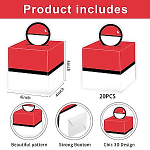Nuwontun Red White Ball Treat Boxes- 20 Pcs Gift Treat Bags, Red White Ball Theme Party Gift Bags Favors Decorations Supplie, 4x4x4 Inch (Pack of 20)