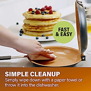 Gotham Steel Double Pan, The Perfect Pancake Maker – Nonstick Copper Easy to Flip Pan, Double Sided Frying Pan for Fluffy Pancakes, Omelets, Frittatas & More! Pancake Pan Dishwasher Safe Large