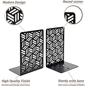 CNK Book Ends Bookends for Decorative Books Holder Bookend Shelves End Hold Heavy Duty Holders Stoppers Metal Stopper Cute Boho Bookshelf Holds Cookbook Office Home Set of 2 Bookends Pair Black