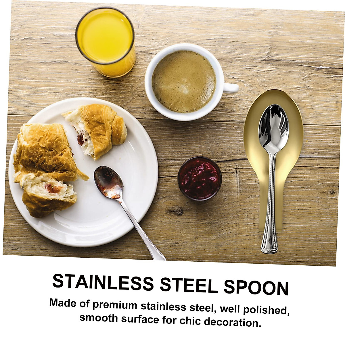 SHERCHPRY Stainless Steel Serving Spoon Metal Cooking Spoon Stainless Steel Spoon Stainless Steel Utensil Holder Spatula Ladle Holder Stove Spoon Holder Spoon Cradle Forks Rest Ladle Rest