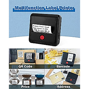 Thermal Label Maker Printer Mini - M200 Thermal Label Printer Bluetooth Wireless Support up to 3inch / 80mm Label with 3 Roll 50x80mm Thermal Labels, 100PCS/Roll