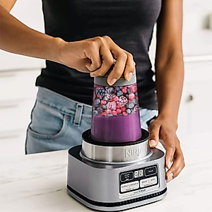 Ninja Foodi SS100 Stainless Steel Smoothie Blender Bowl Maker and Nutrient Extractor with 24-Oz Nutrient Extraction Cup, To-Go Lids and Hybrid Blades
