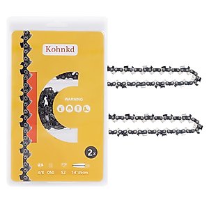 Kohnkdllc 14 Inch Chainsaw Chains .050" Gauge, 3/8" LP Pitch, 52 Drive Links S52 for Greenworks Husqvarna Poulan Echo Worx and for RYOBI RY3716, 2 pack