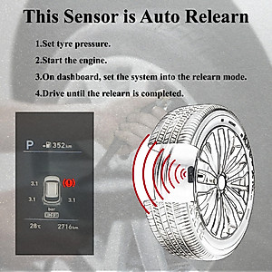 TPMS Tire Pressure Monitoring System Sensor 433MHz - Replaces 56029398AB 56029398AA 68241067AA - Compatible with Chrysler 300 Town&Country Dodge Charger Ram Grand Cherokee Wrangler 4-Pack