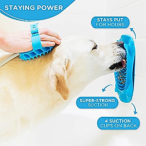 Aquapaw Premium XL Licking Mat for Dogs & Cats | Non-Slip Slow Feeding Mat for Food, Treats, Peanut Butter | Dog Anxiety Relief & Boredom Reducer with Suction Cups | Great for Bathing, Grooming - Blue