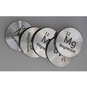 Magnesium (Mg) 24.26mm Metal Disc 99.9% Pure for Collection or Experiments