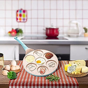 MINTER Pancake Pan With 7 Animal Designs for kids - Round Ceramic Pancake Pan Nonstick Surface & Comfortable Handle - Mini Pancake Crepe Pans Griddle Nonstick (pink)