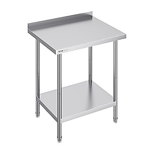 VEVOR 24 x 30 x 36 Inch Stainless Steel Work Table, Commercial Food Prep Worktable Heavy Duty Prep Worktable, Metal Work Table with Adjustable Height for Restaurant, Home and Hotel