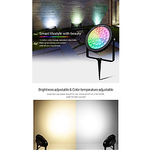 LGIDTECH FUTC03 RGB+CCT Outdoor 15W LED Landscape Garden Spotlight AC 100-240V,Color Changing,CCT Color Temperature Adjustable,Memory Function.No Plug
