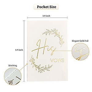 fusuu Vow Books -His and Hers Vow Books – Wedding Notebook with Gold Foil - 28 Lined Pages - 5.9" x 3.9" – Vow Renewal - Wedding Booklet, Time Capsule