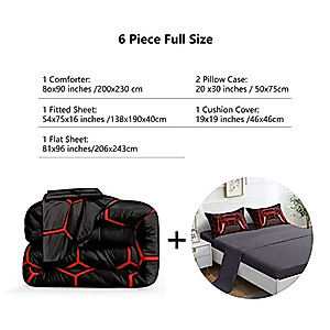 ROWADALO 6 Pieces Gaming Bedding Set for Boys Gamer Comforter Set Full Size,Game Controller Comforter for Boys Kids Adult 3D Gamepad Microfiber Bedding 5 Pieces Bed in A Bag Sets-H50023,Full