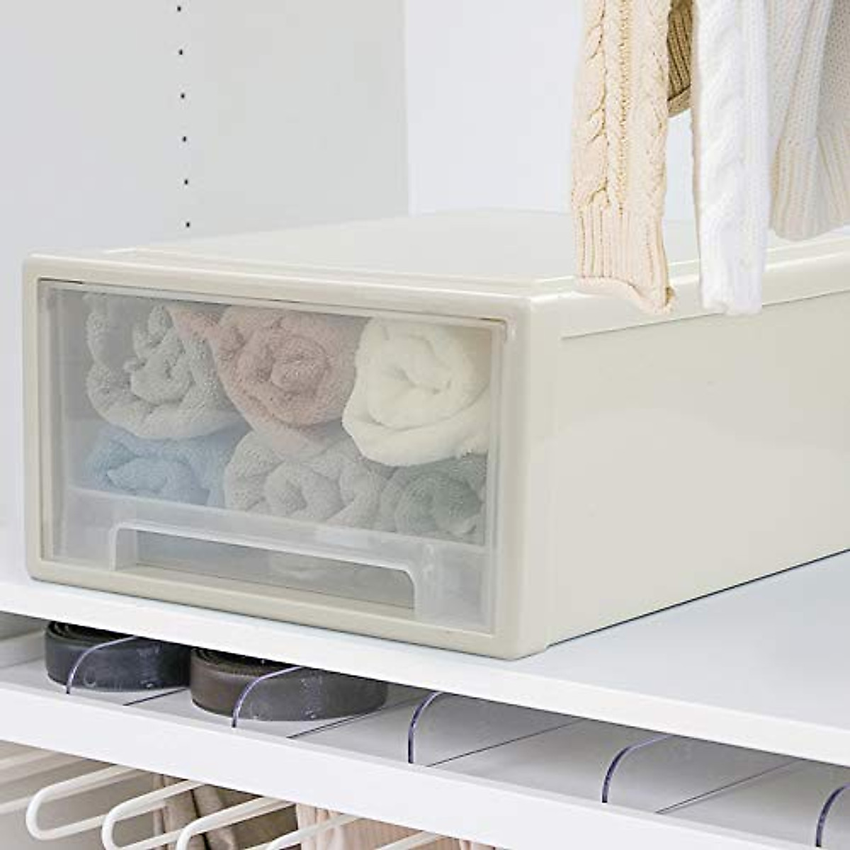 Easymanie 17.5 Quart Stacking Storage Drawer, 4 Pack Plastic Chest of Drawer