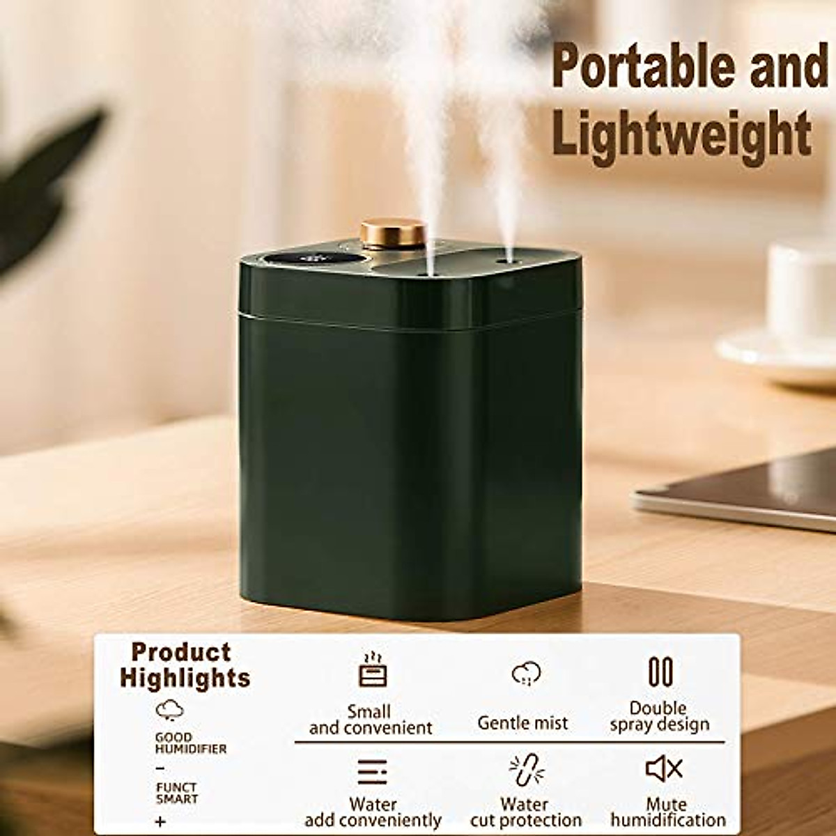 Fanximan Mini Battery Powered Cordless Humidifier - Portable Wireless Plant Humidifier,USB Rechargeable Small Humidifier for baby,Bedroom,Travel,Office