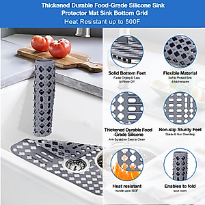 ARLBA Upgraded Silicone Kitchen Sink Mat 25"x13"，Sink Protectors for Kitchen Sink with Rear Drain/Center Drain,Sink Bottom Grid Protection Sink Rack For Farmhouse Stainless Steel/Porcelain Sink