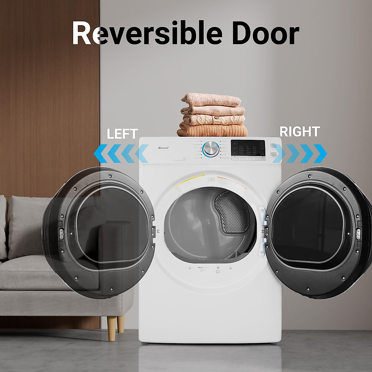 Smad 8.0 Cu.ft Electric Dryer, 27" Full Size Clothes Dryer Machine, 120V 240V Stackable Large Capacity Front Load Dryer For Apartment, Home, RV and Laundry