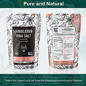 Soeos Himalayan Sea Salt, Coarse Grain, 32oz (2 Pound), Non-GMO Himalayan Pink Salt, Kosher Salt, Sea Salt for Grinder Refill