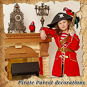 Yinder 4 Pcs Halloween Pirate Parrot Prop on Shoulder Pirate Parrot Prop Artificial Feather Parrot Costume Accessory Party Supplies