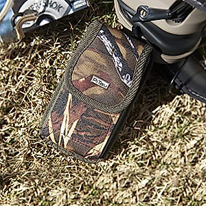 PiTau Cell Phone Belt Holder for iPhone 14, 14 Pro, 13, 13 Pro, 12, 12 Pro, 11, XR Camo Nylon Holster Case with Belt Clip Carrying Pouch Cover (Fits iPhone 14 13 12 11 with Protective Cases) Small