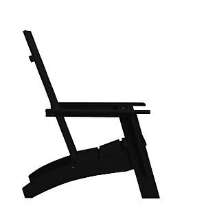 Merrick Lane Piedmont 2 Slat Poly Resin Adirondack Chair - Black - Modern Design - Indoor/Outdoor
