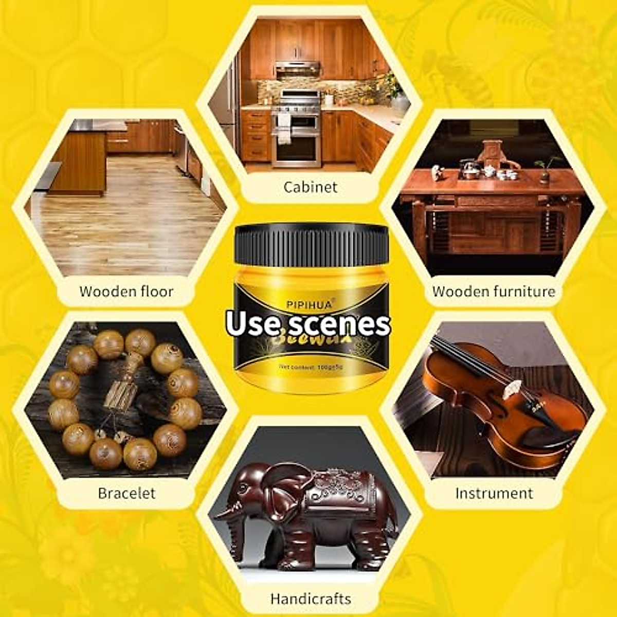 PIPIHUA Beeswax Polish and Conditioner for Wood Furniture - Waterproof & Repair Wax, Multipurpose Wood Cleaner and Furniture Polish (2 x 100g with 4 Sponges)