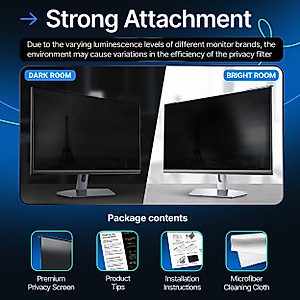 VINTEZ Universal Acrylic 26, 27 Inch Computer Privacy Screen Filter for Widescreen Computer Monitors - 24.1" x 15.1" (612 x 384 mm) - Monitor Frame Hanging Type