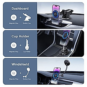 CIENCIMY Car Mount Base Compatible with MagSafe iPhone 14 13 12 Magnetic Accessories, Only for Diameter 17mm/0.67 inch Universal Joint Ball of Phone Holder Car Mount, Vent, Dashboard, Windshield &More