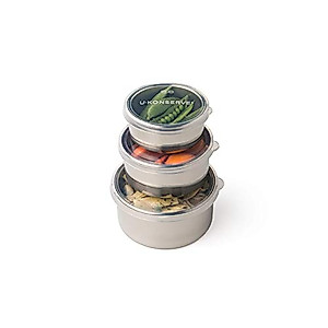 U-Konserve Stainless Steel Nesting Trio Food Containers with Silicone Lids, Leak Proof & Dishwasher Safe (Set of 3: 5/9/16 oz)