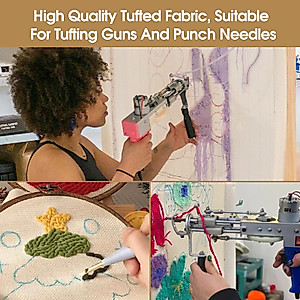 118” x 79” Large Tufting Cloth, Primary Tufting Cloth with Marked Lines for Tufting Guns, Four Edges Sewn Monks Cloth for Punch Needle Tufting Rug DIY Crafts