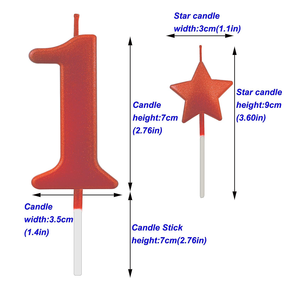 2.75in Number 1 Red Birthday Candles, Glitter Red Happy Birthday Cake Cupcake Toppers Decoration and Celebrating for Adults/Kids Party Baking (2.75in Red Number 1)