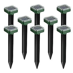 8 Pack Mole Repellent Solar Powered Solar Mole Repellent Ultrasonic Vole Groundhog Repellent Outdoor Waterproof Sonic Repellent Spikes Drive Away Burrowing Animals from Lawns and Yard