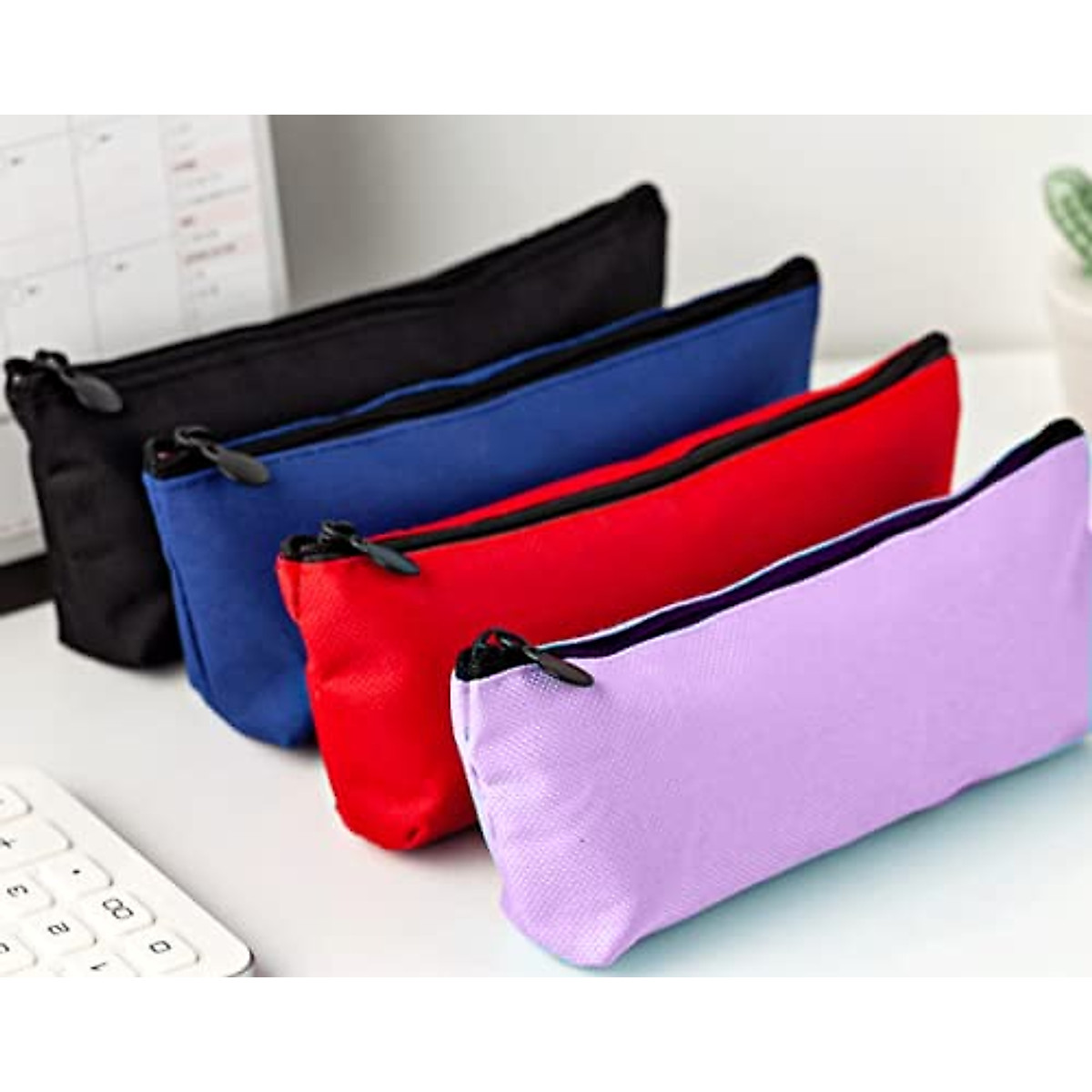 HappyDaily 8 Pack Beautiful Pencil case Pen bag or Cosmatic bag Makeup case or Coin Purse Pouch (Red/Purple/Yellow/Orange/Green/White/Blue/Black)