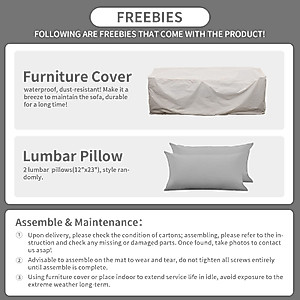 Rattaner Patio Furniture 3 Seater Sofa Outdoor Furniture Outdoor Couch Deep Seat Hight Backrest with Waterproof Cover, Grey Anti-Slip Cushions