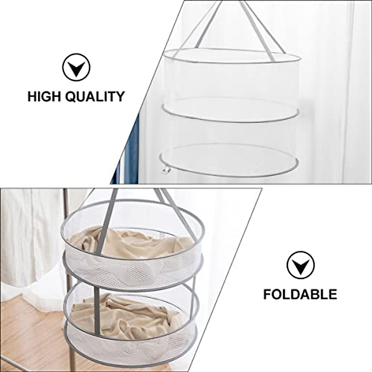Homoyoyo 2pcs Holder Organizer Swimsuit Round Underwear -Tiers cm Windproof Clothes for Mesh, Tier Collapsible - Dryer Foldable Net Sweater Mesh Sweaters Hanger Multipurpose Rack Socks
