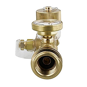 Dumble Propane Brass Tee - RV Propane Tank Tee Manifold Connection, Brass Gas Splitter Camping T Fitting with Gauge 1pc