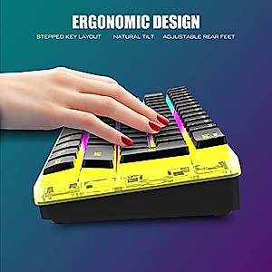 RedThunder 60% Wireless Gaming Keyboard and Mouse Combo, RGB Backlit Rechargeable Battery Mechanical Feel Mini Keyboard with Pudding Keycaps + Lightweight 7200 DPI Honeycomb Optical Mouse (Black)