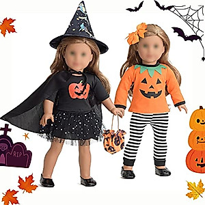 sweet dolly 18 Inch Doll Clothes Accessories Halloween Pumpkin Witch Costume Pumpkin Suit Set for 18 inches Dolls