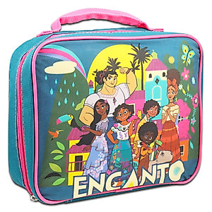 Disney Encanto Backpack with Lunch Box for Girls - Bundle with 16” Encanto Backpack, Encanto Lunch Bag, Water Pouch, Stickers, More (Encanto School Backpack)